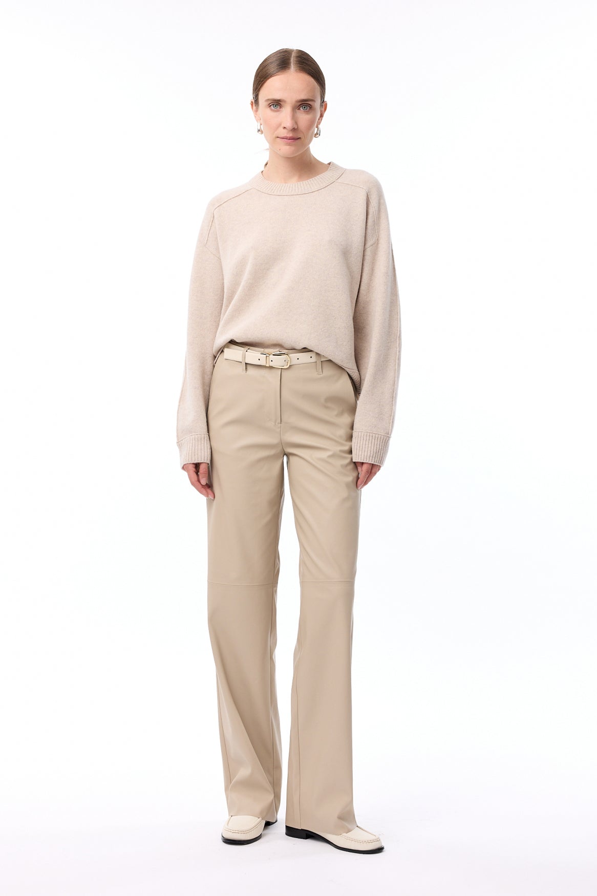 Knit-ted Naomi Pants - Sand // vegan faux leather trousers