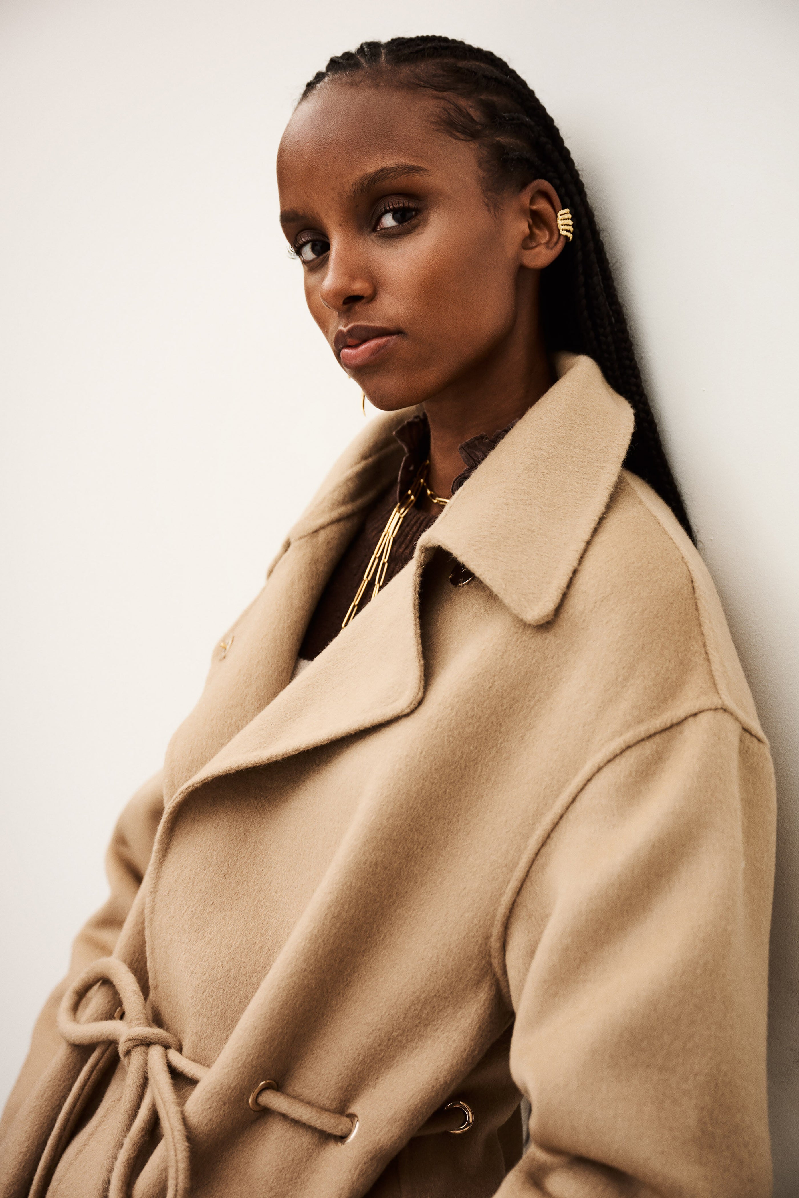 Ba&sh Kate Coat - Camel // dropped shoulder, cord belt | RUM Amsterdam