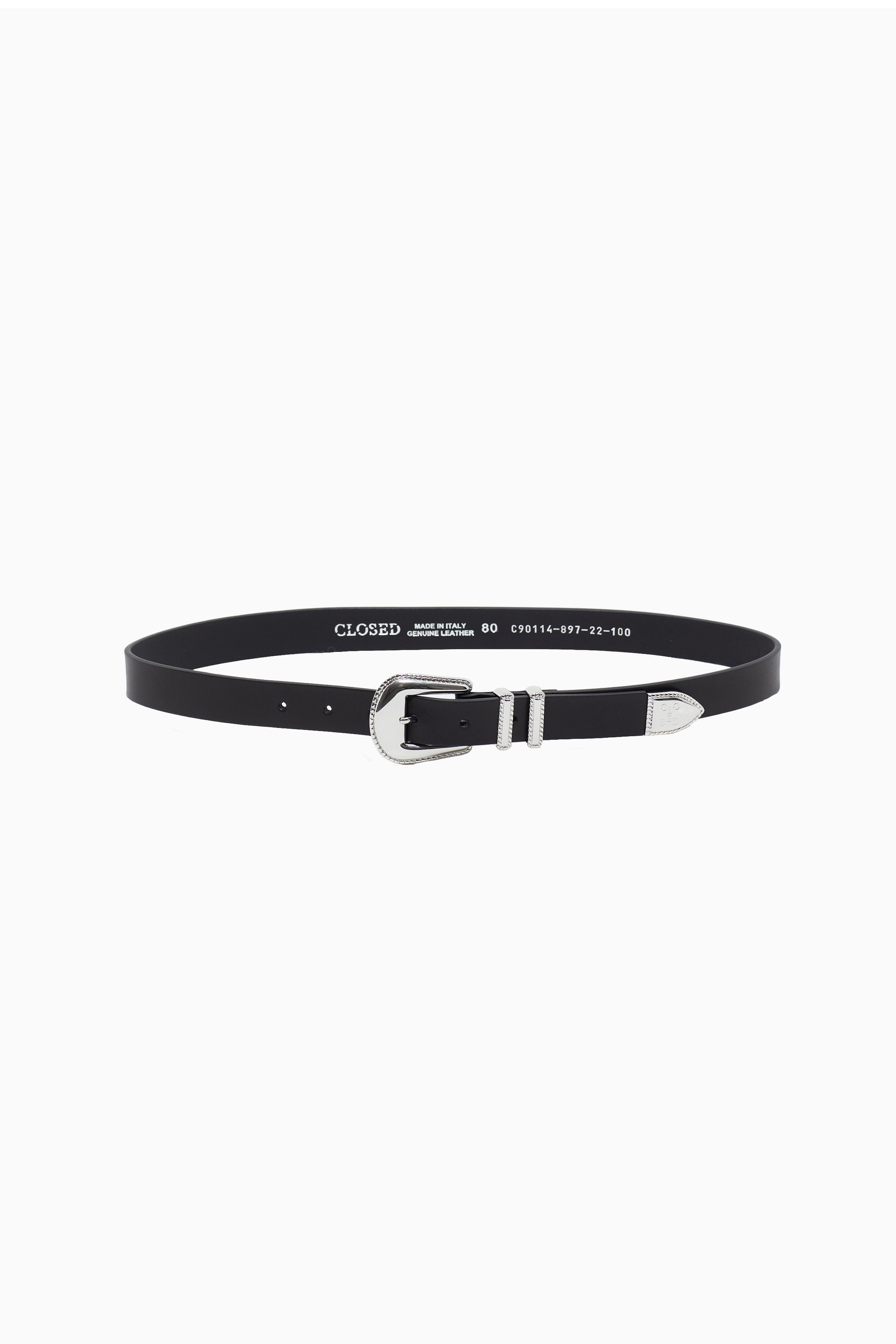 Closed Belt - Black // leather with silver buckle | RUM Amsterdam