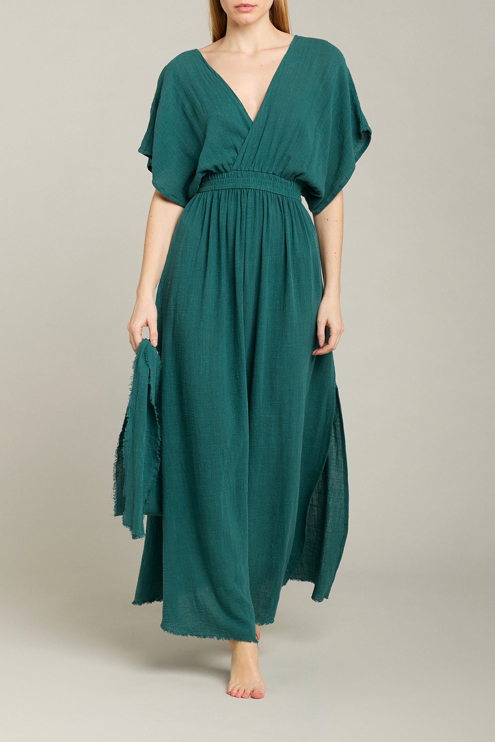 Maison Saint Julien Empire Long Resort Dress - Emerald | RUM Amsterdam