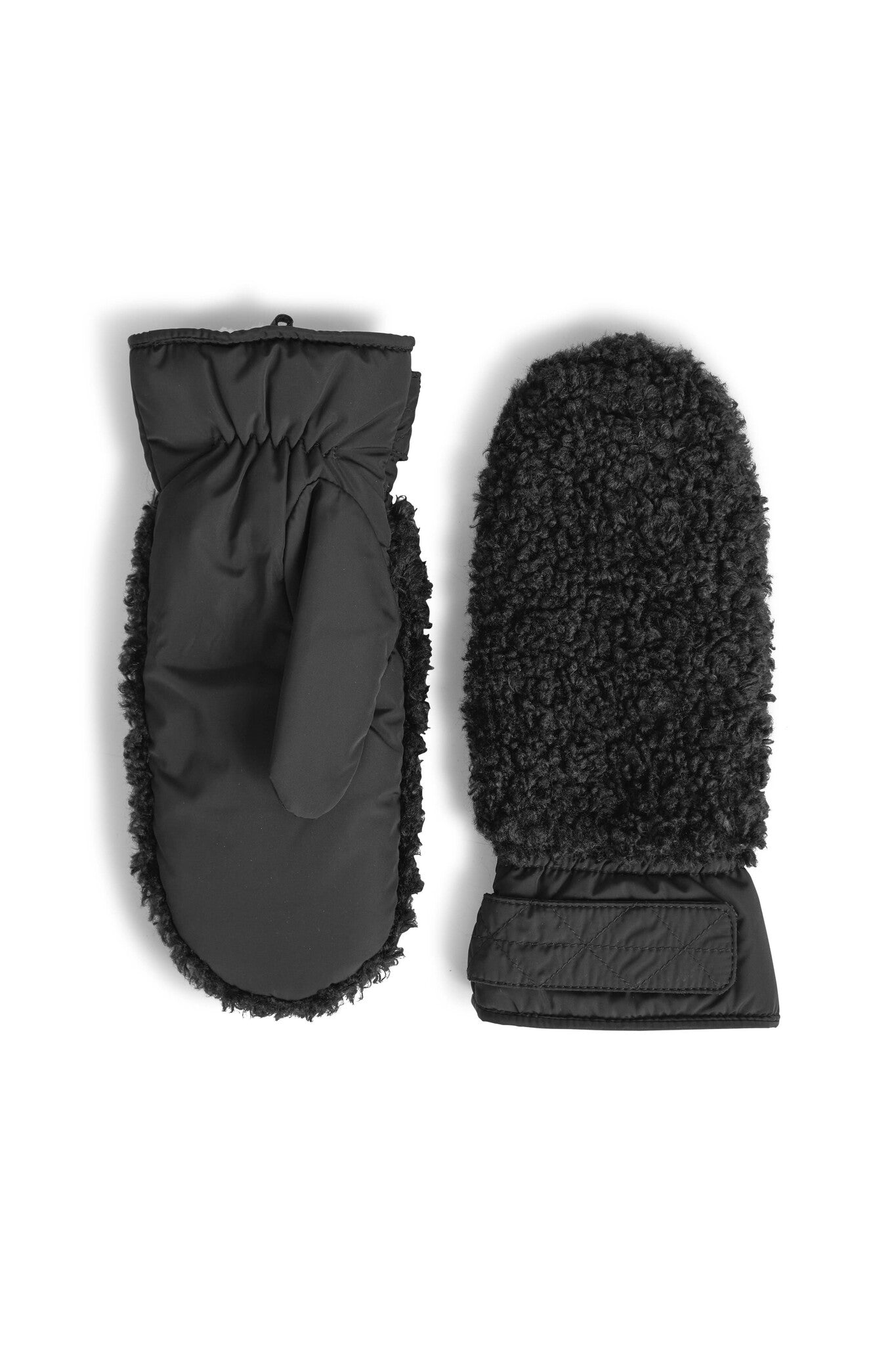 Markberg AbbieMBG Mitten - Black // recycled plastic shearling gloves